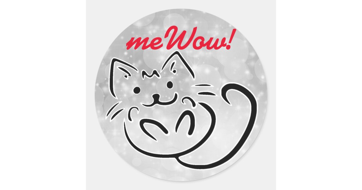 Cat's meWOW Sparkle Customizable Good Job Sticker | Zazzle