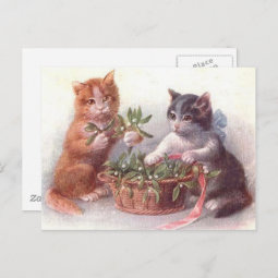 Cats & Mistletoe Postcard | Zazzle