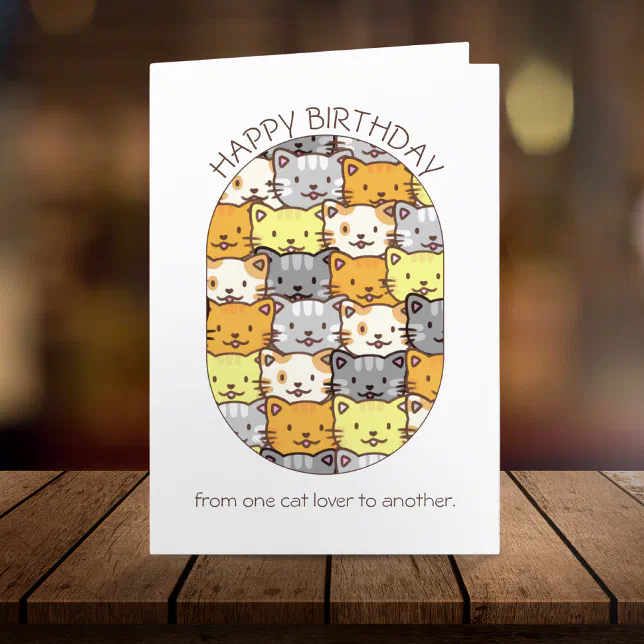 Cats Pattern for Cat Lovers Personalized Birthday Card | Zazzle