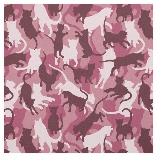 Camouflage Cats Pattern Army Green Kitty Cats Camo Fabric | Zazzle