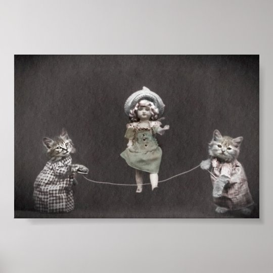 Cats Playing Jump Rope with a Doll Poster | Zazzle.com