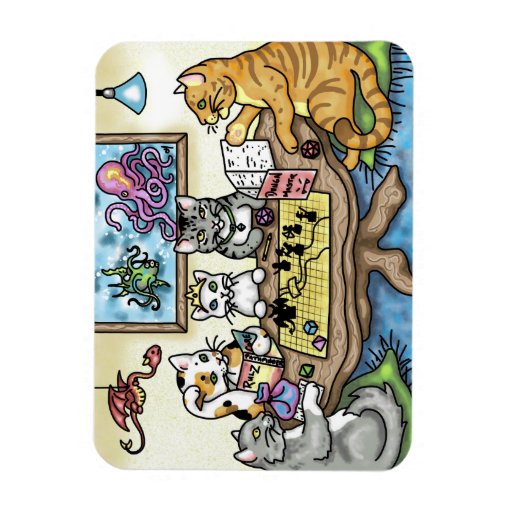 Cats Playing Pathfinder by Carrie Michael Magnet | Zazzle