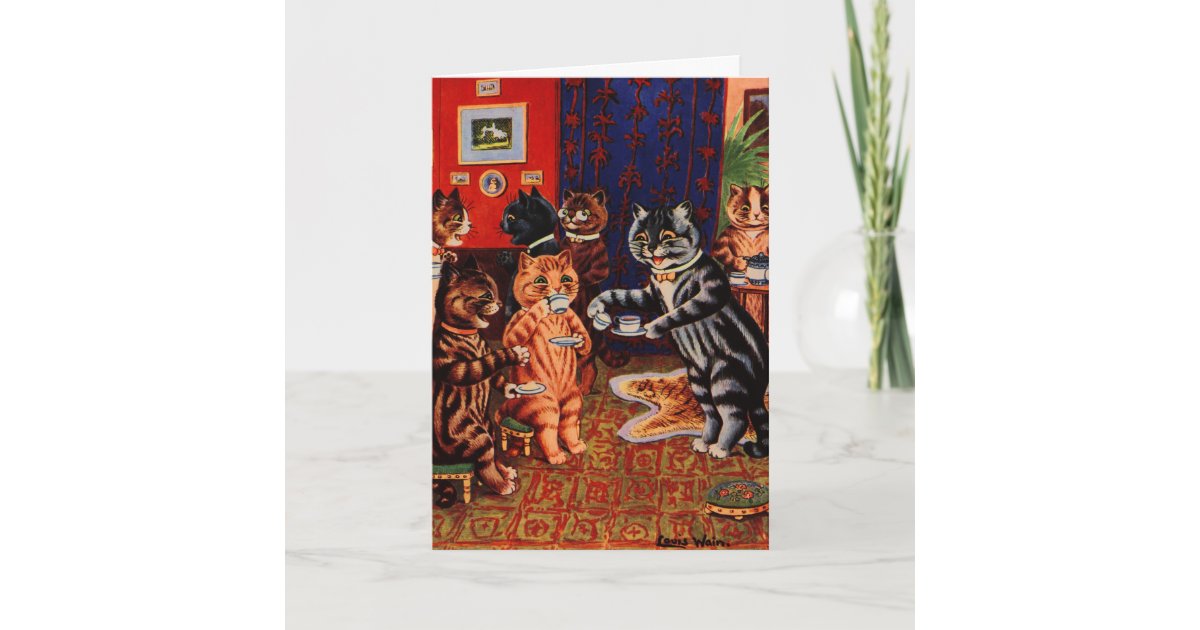 Cats Tea Party by Louis Wain Card | Zazzle