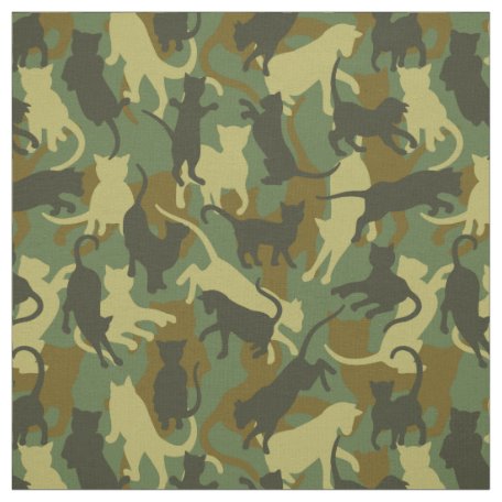 Camouflage Cats Pattern Army Green Kitty Cats Camo Fabric | Zazzle