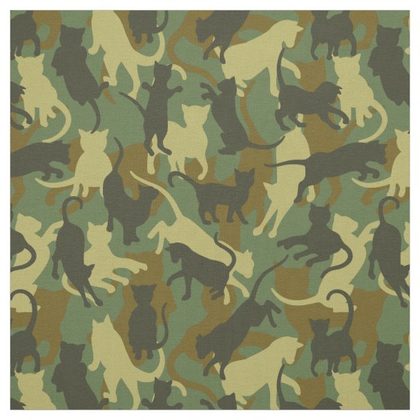 Camouflage Cats Pattern Army Green Kitty Cats Camo Fabric | Zazzle