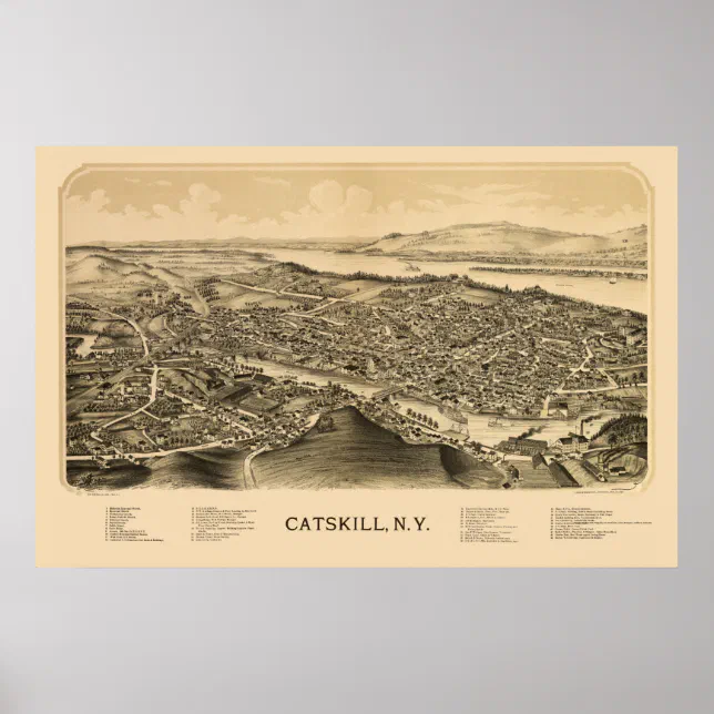Catskill, NY Panoramic Map - 1889 Poster | Zazzle