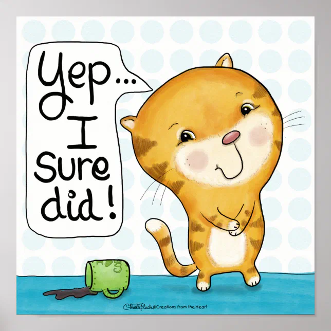 Cattitude- Cat Spills Coffee Poster | Zazzle