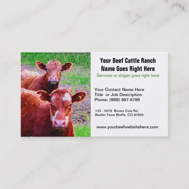 Cattle Ranch or Beef Related Business Cards | Zazzle