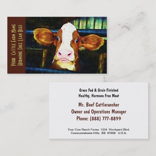 Cattle Ranch Veal Funny Cow Business Card | Zazzle