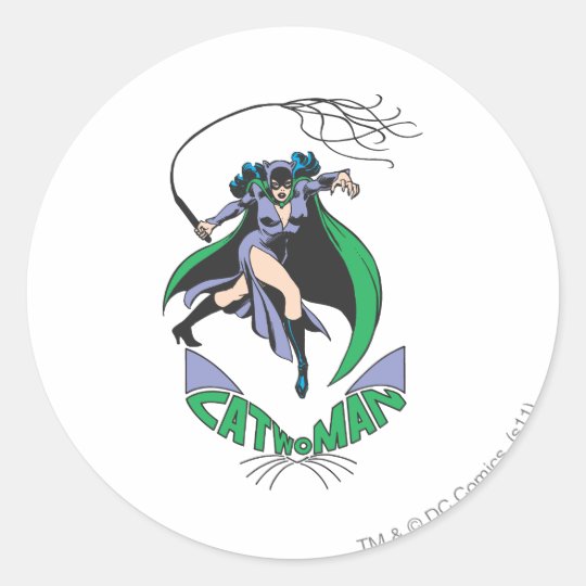 Catwoman & Logo Green Classic Round Sticker | Zazzle.com