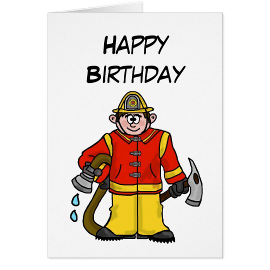 Caucasian Cartoon Fireman Card Customize It! | Zazzle.com