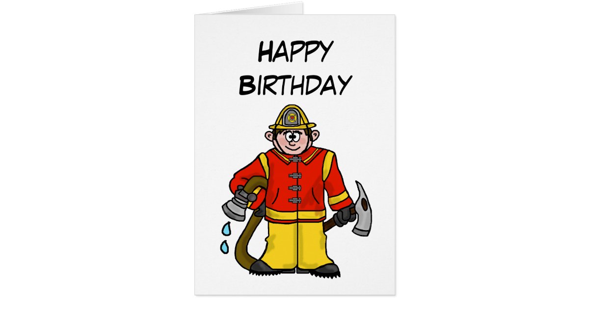 Caucasian Cartoon Fireman Card Customize It! | Zazzle.com