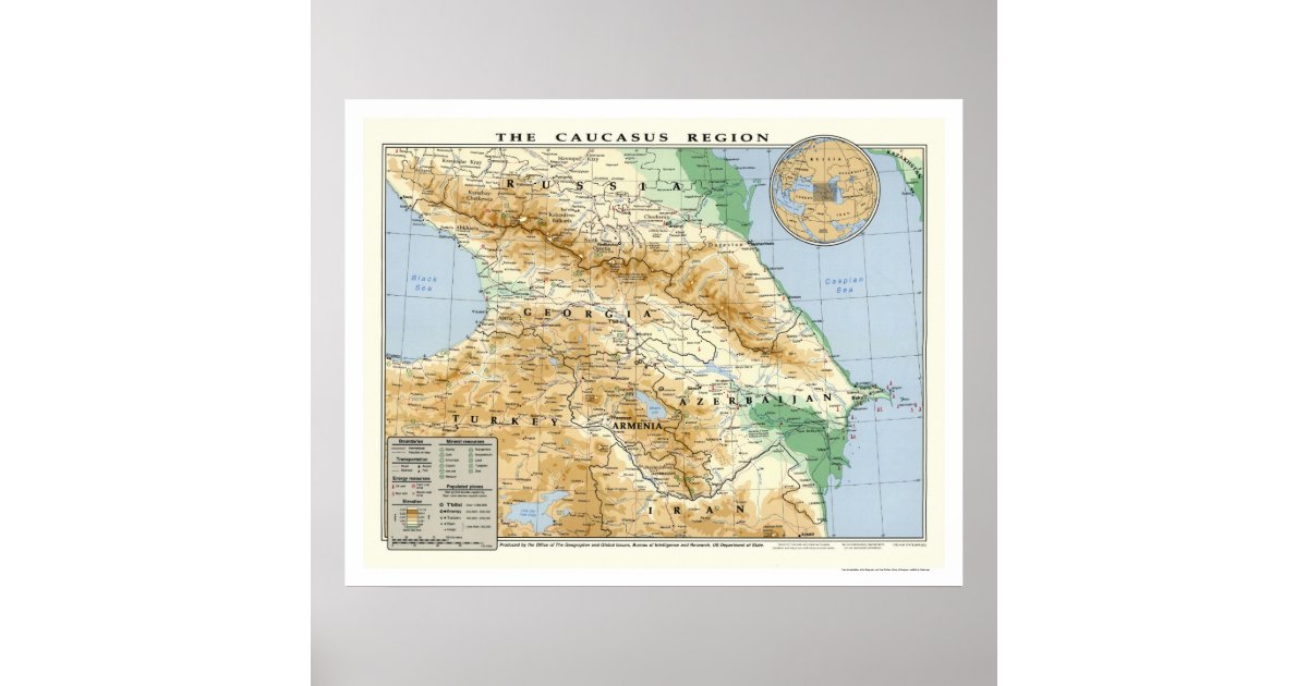 Caucasus Region Map 1994 Poster | Zazzle