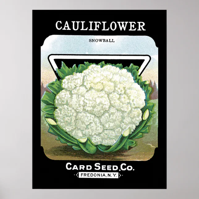 Cauliflower Seed Packet Label Poster | Zazzle