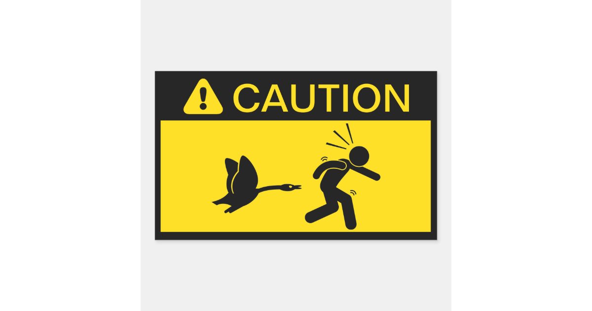 Caution: Attacking Geese Rectangular Sticker | Zazzle