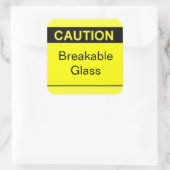 Caution Breakable Glass Square Stickers | Zazzle