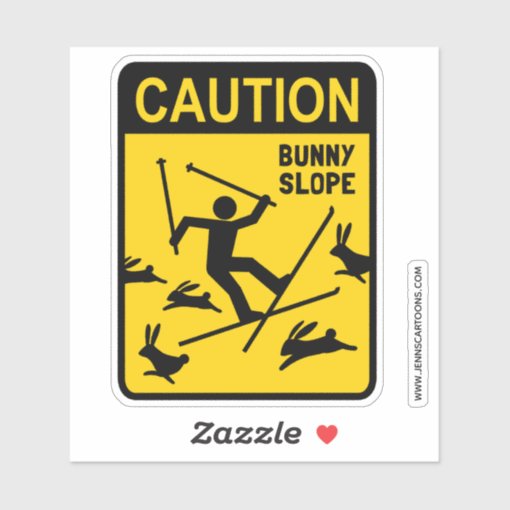 Caution Bunny Slope Ski Humor Funny Skier Sticker | Zazzle