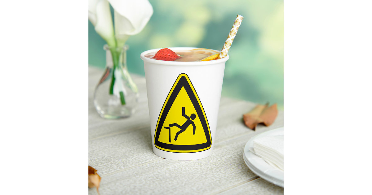 Caution Curb Pedestrian Sign Paper Cups | Zazzle