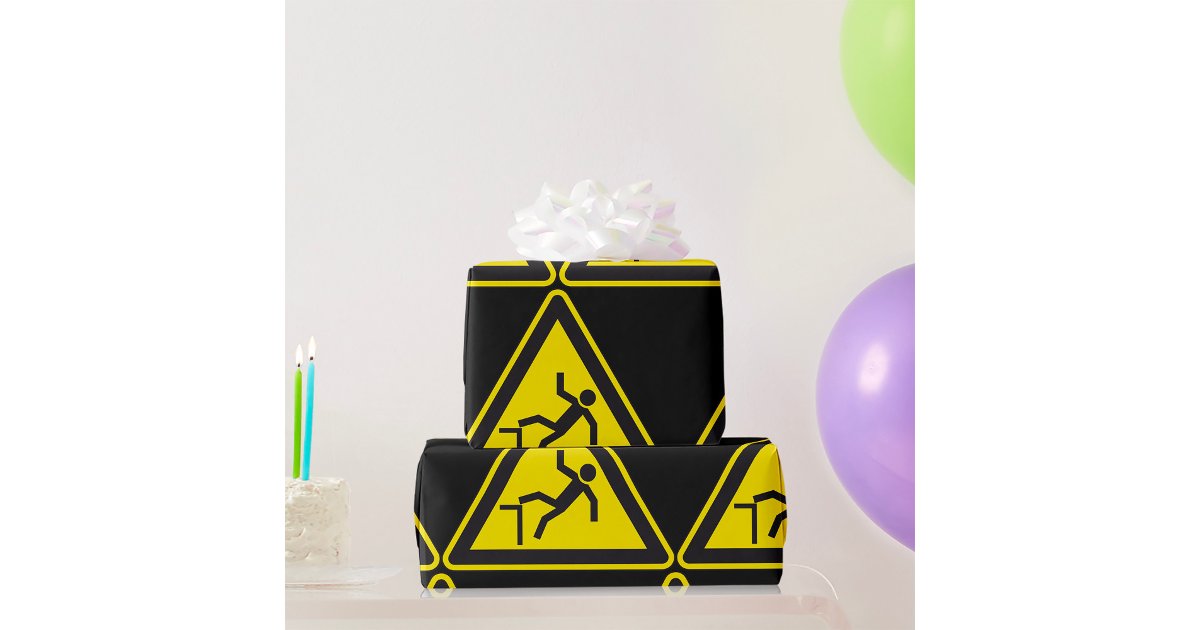 Caution Curb Pedestrian Sign Wrapping Paper | Zazzle