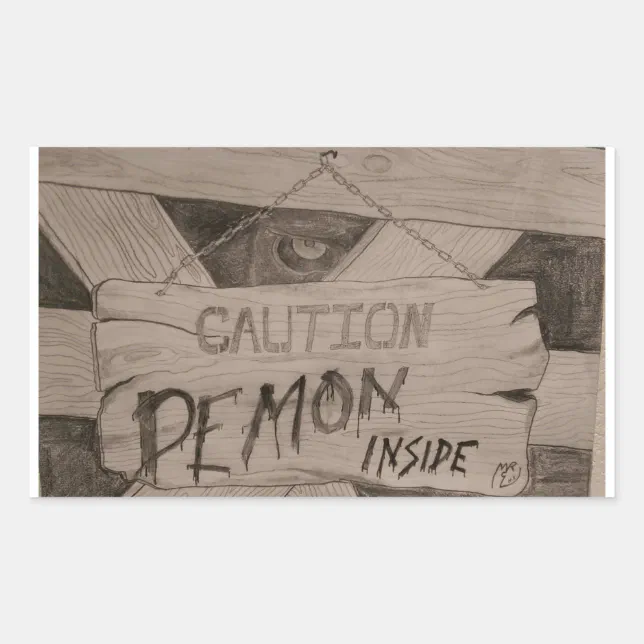 Caution - Demon Inside by MrE Rectangular Sticker | Zazzle
