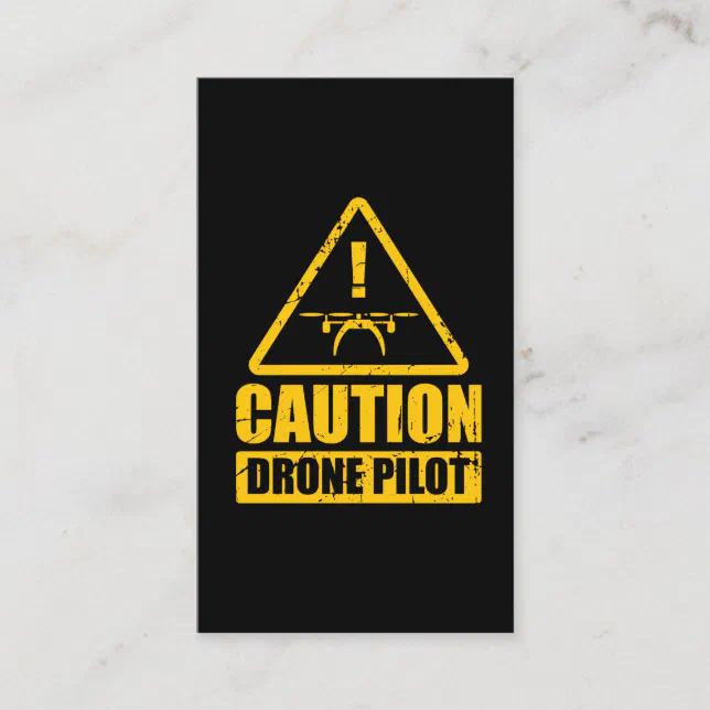 Caution drone pilot aircraft camera business card | Zazzle