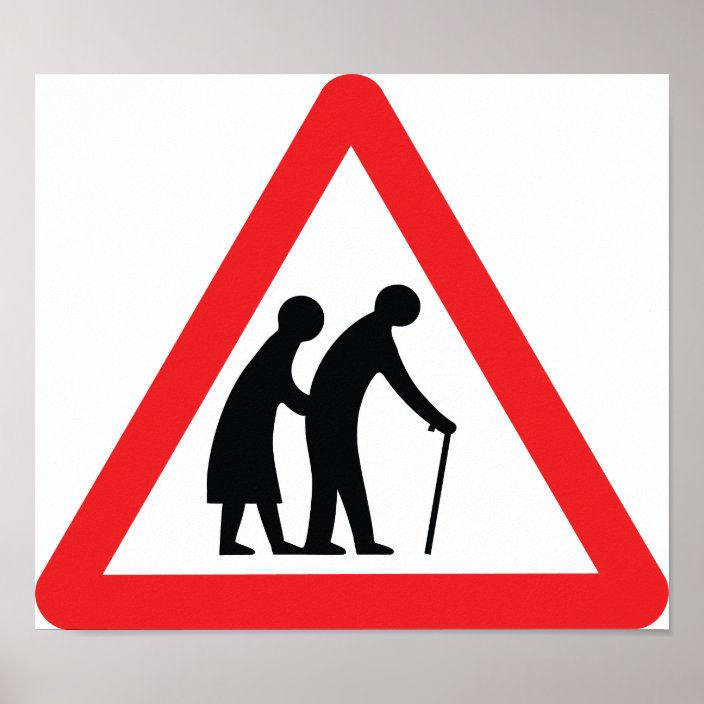 CAUTION Elderly People - UK Traffic Sign | Zazzle.com