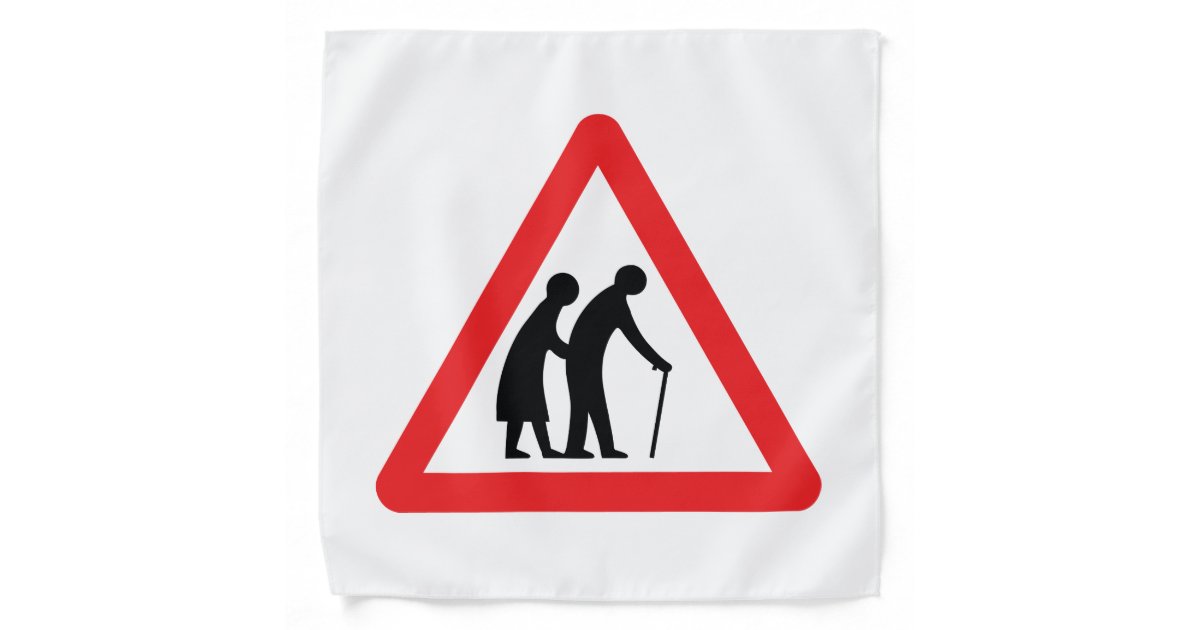 CAUTION Elderly People - UK Traffic Sign Bandana | Zazzle