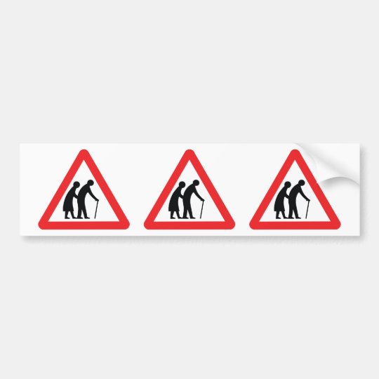 CAUTION Elderly People - UK Traffic Sign Bumper Sticker | Zazzle.com