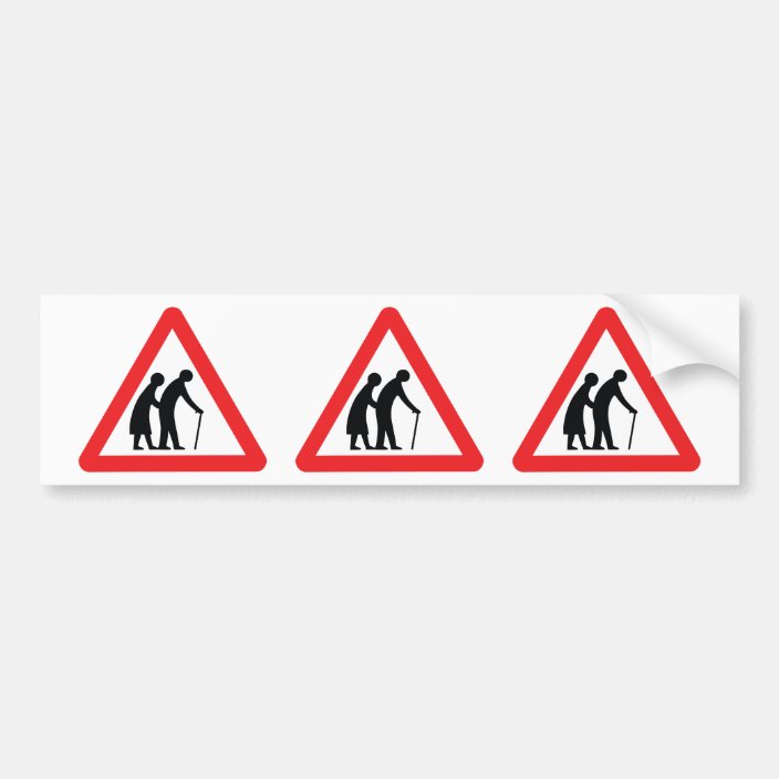 CAUTION Elderly People - UK Traffic Sign Bumper Sticker | Zazzle.com