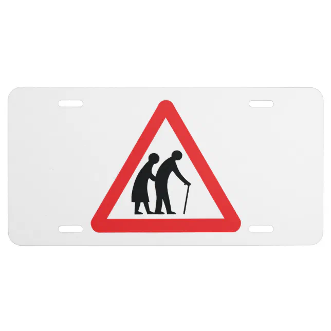CAUTION Elderly People - UK Traffic Sign License Plate | Zazzle
