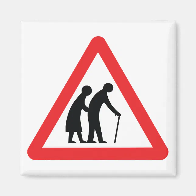 CAUTION Elderly People - UK Traffic Sign Magnet | Zazzle