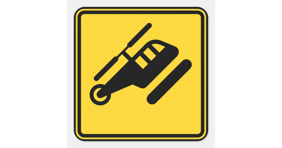 Caution Helicopter Sign Square Sticker | Zazzle
