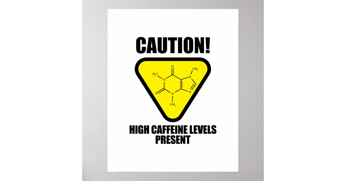 Caution! High Caffeine Levels Present Poster | Zazzle