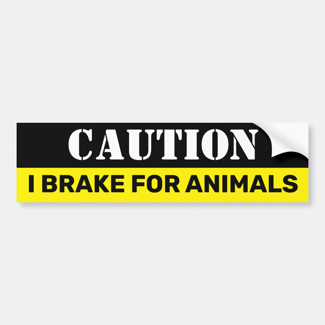 Caution I brake for animals Vegan Bumper Sticker | Zazzle