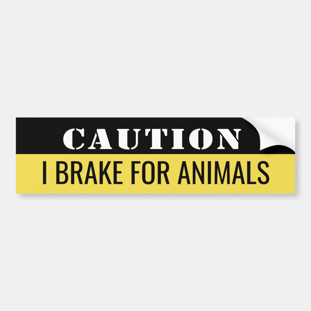 Caution I brake for animals Vegan Bumper Sticker | Zazzle
