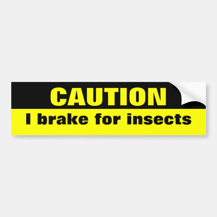 Caution, I brake for insects Bumper Sticker | Zazzle
