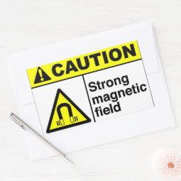 CAUTION Magnetic field Rectangular Sticker | Zazzle