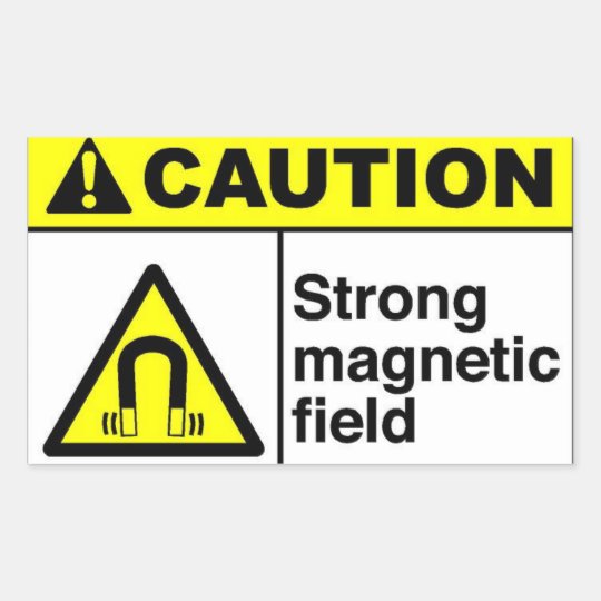 CAUTION Magnetic field Rectangular Sticker | Zazzle.com