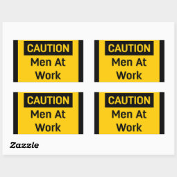 CAUTION Men at Work Rectangular Sticker | Zazzle