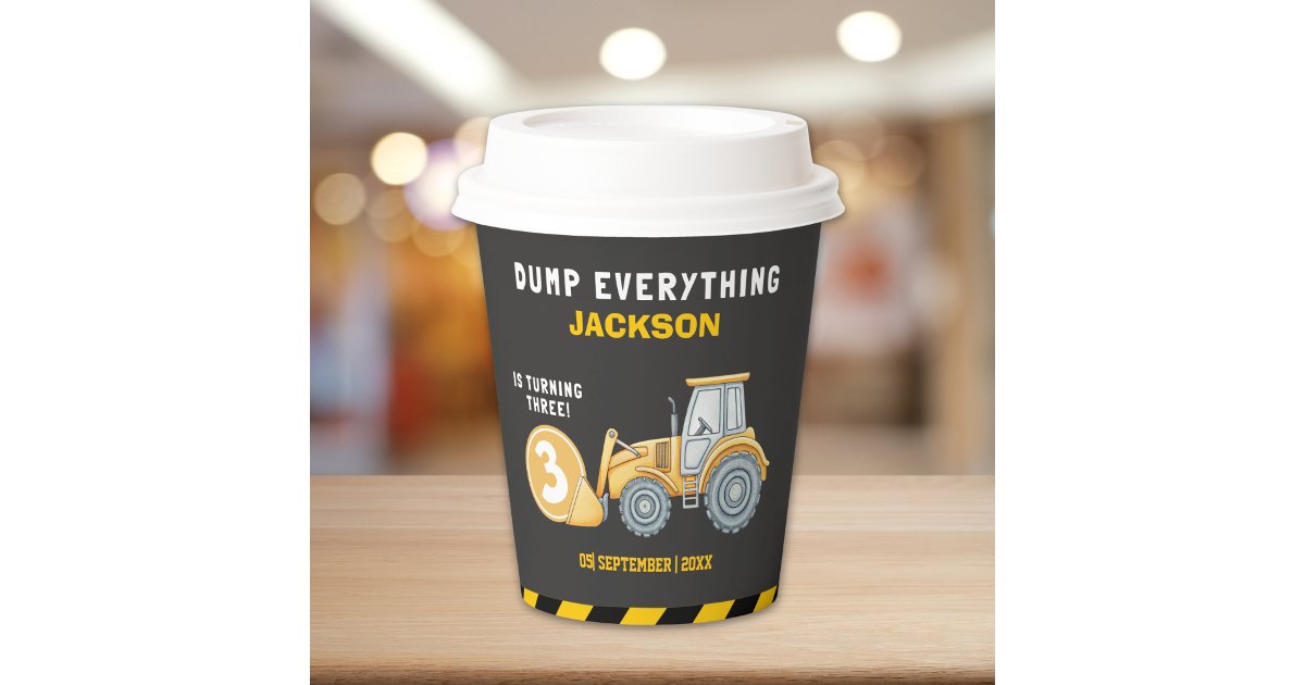 "Caution: Party Ahead! Construction Birthday 3 Paper Cups | Zazzle