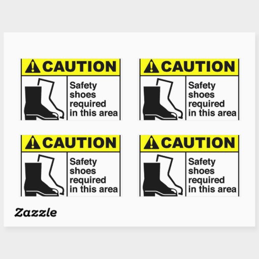 CAUTION Safety shoes Rectangular Sticker | Zazzle