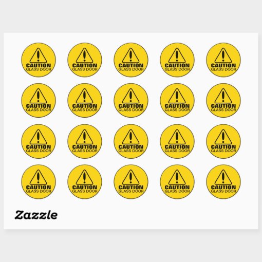 Caution Sign Glass Door Classic Round Sticker | Zazzle