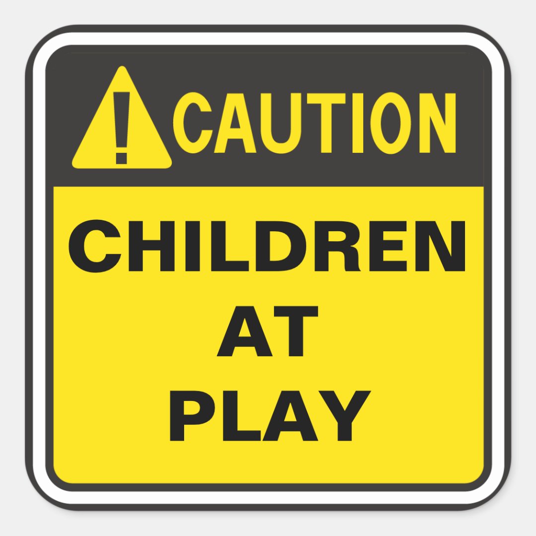 Caution Sign Square Sticker | Zazzle