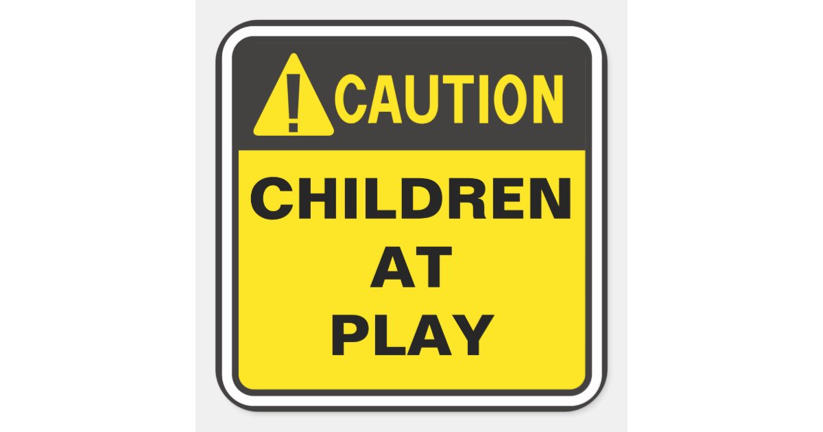 Caution Sign Square Sticker | Zazzle