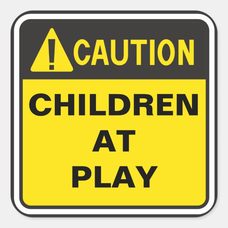 Caution Sign Square Sticker | Zazzle