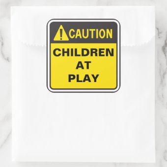 Caution Sign Square Sticker | Zazzle