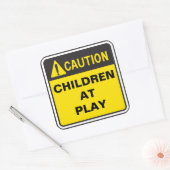 Caution Sign Square Sticker | Zazzle
