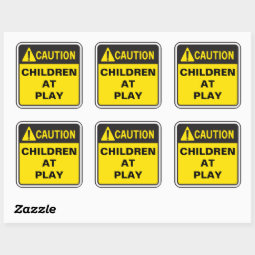 Caution Sign Square Sticker | Zazzle