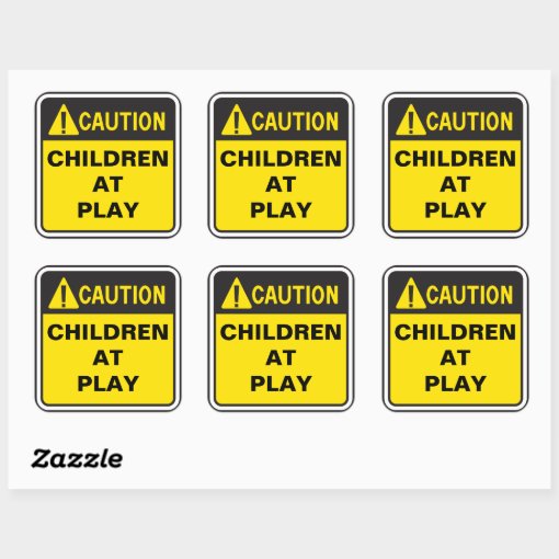 Caution Sign Square Sticker | Zazzle