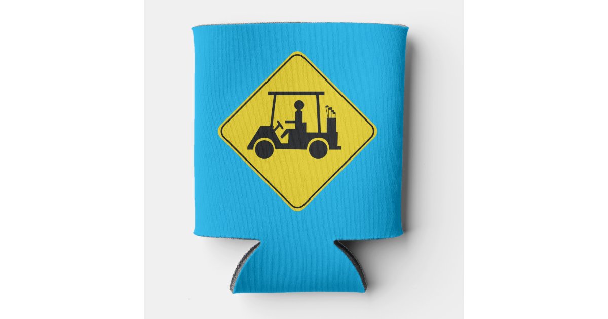 Caution Sign Yellow Golf Cart Crossing Can Cooler | Zazzle